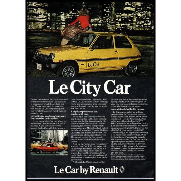 Renault | Art | 978 Renault Le City Car Yellow Hatchback Vintage Print ...